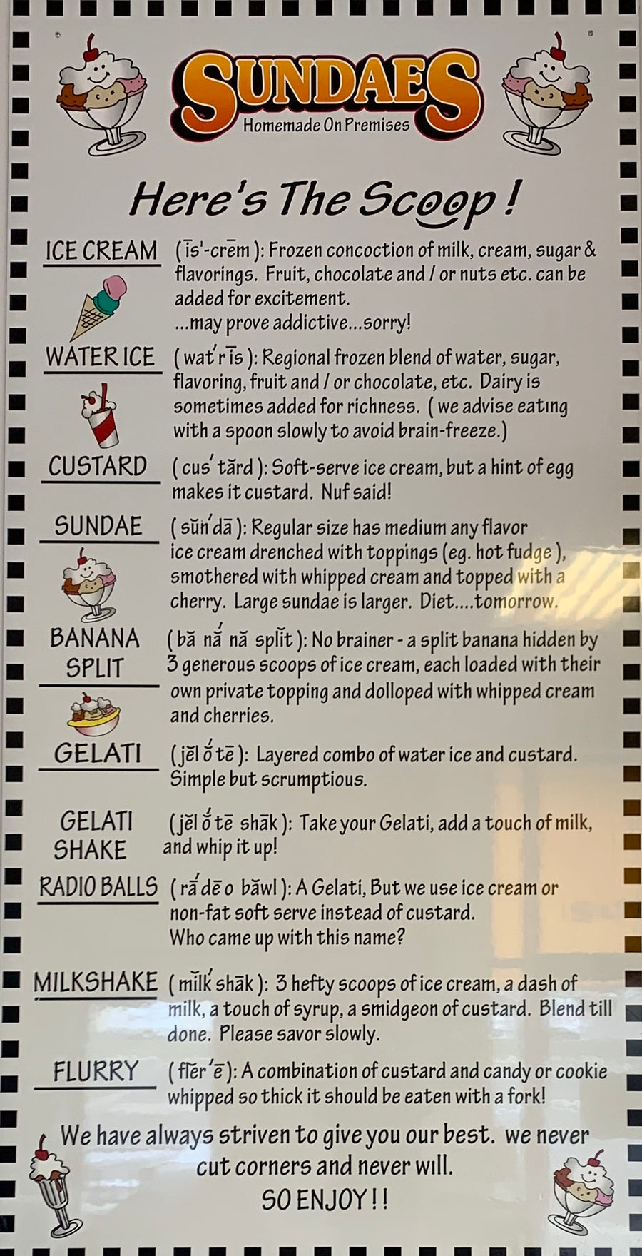 Sundaes Homemade Ice Cream and Water Ice